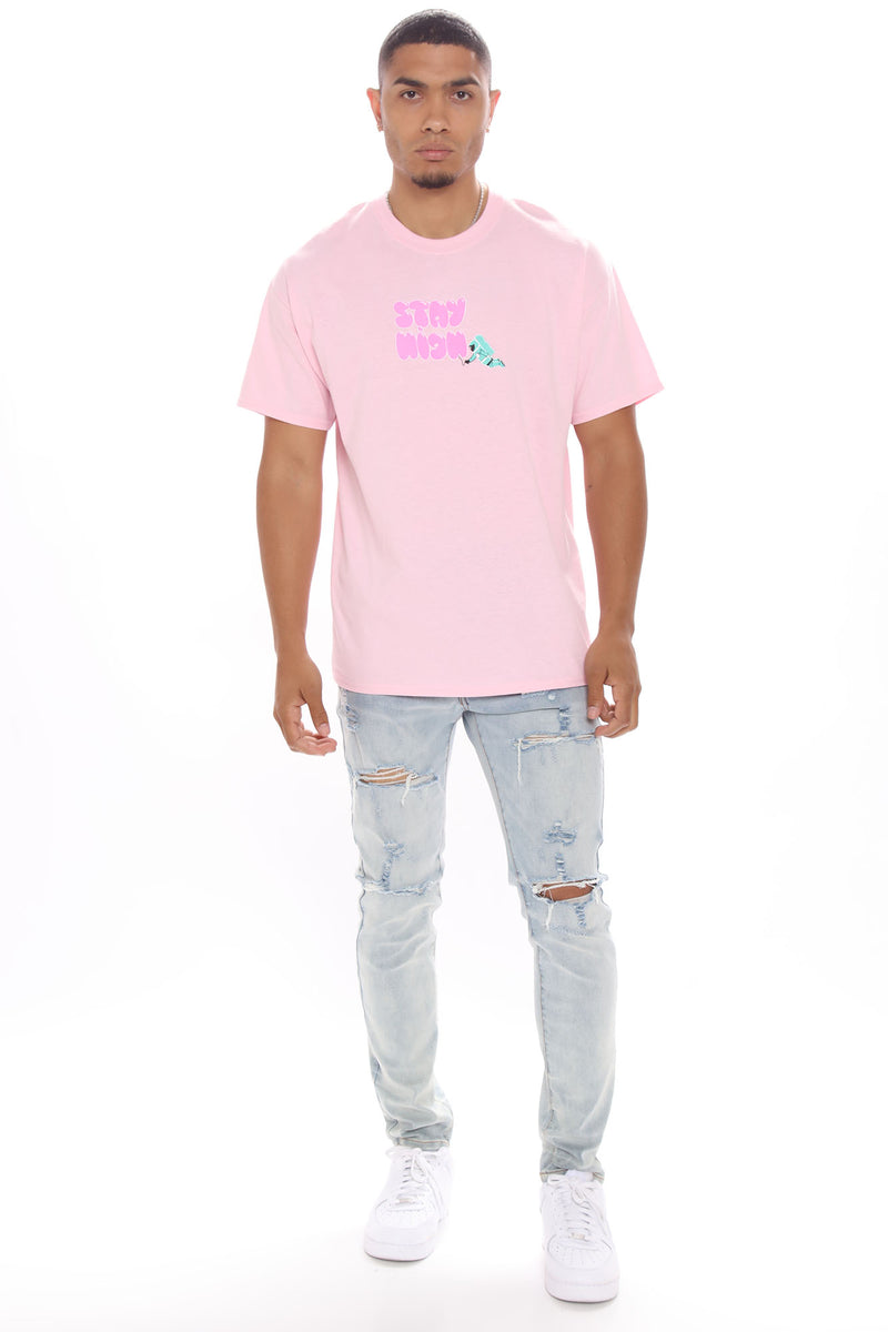 Stay High Short Sleeve Tee - Pink | Fashion Nova, Mens Graphic Tees ...