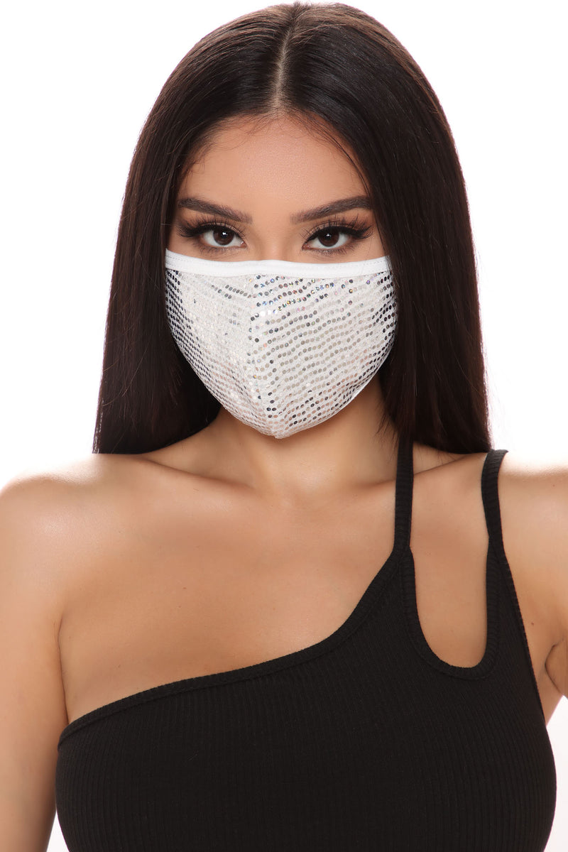 Sequin Face Mask - White | Fashion Nova, Facemasks | Fashion Nova