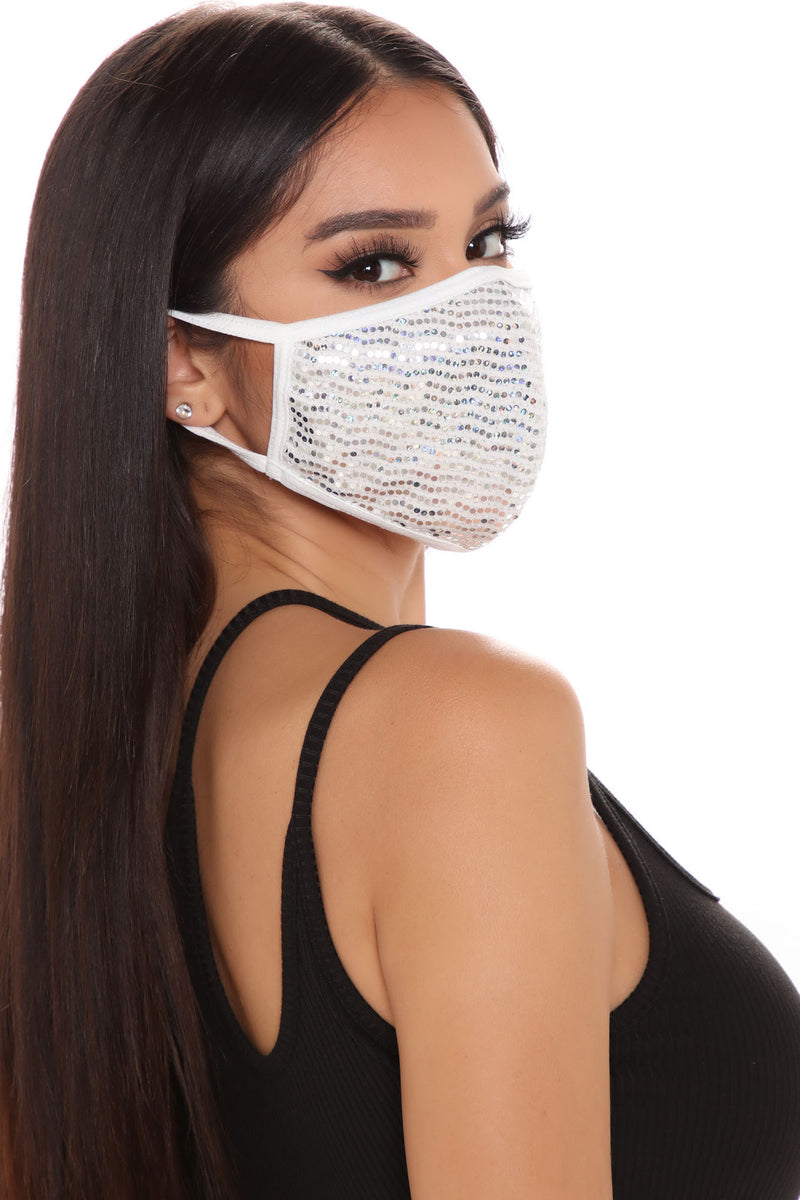 Sequin Face Mask - White | Fashion Nova, Facemasks | Fashion Nova