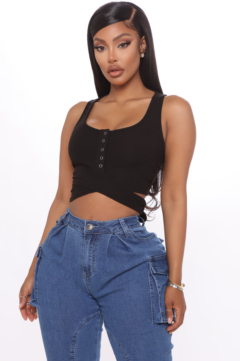 Tia Wrap Tank Top - Black | Fashion Nova, Knit Tops | Fashion Nova