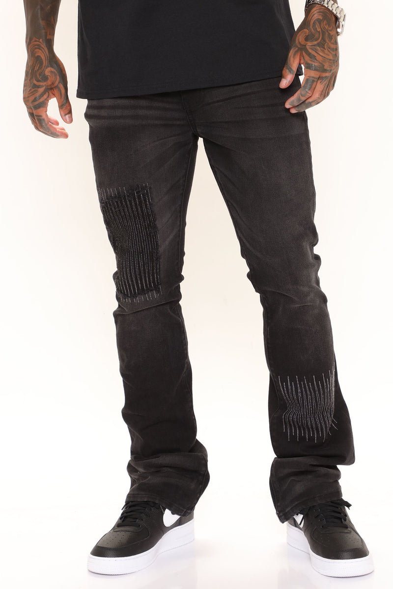 Pulse Stacked Skinny Flared Jeans - Black | Fashion Nova, Mens Jeans ...