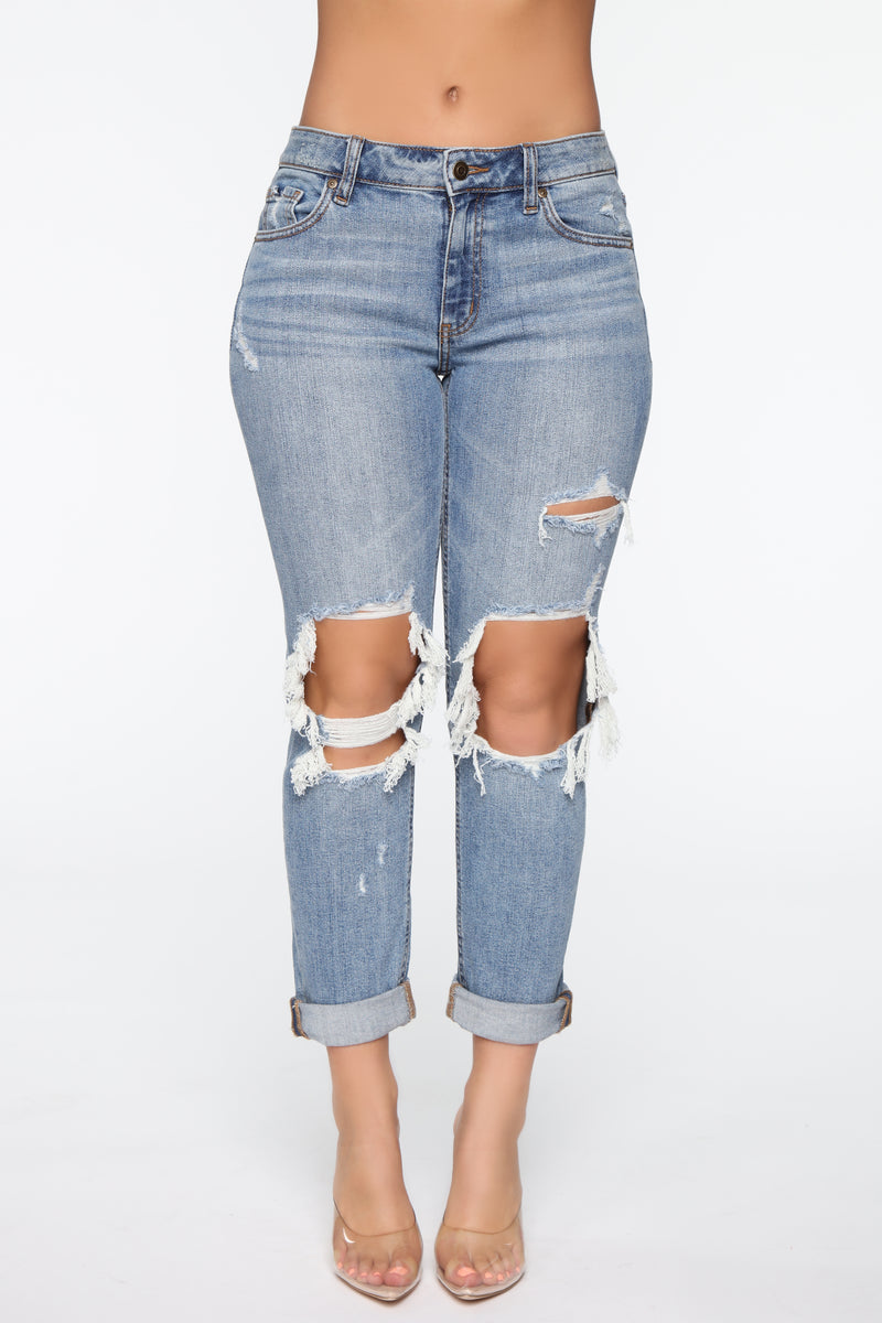 Good Vibes Only High Rise Boyfriend Jeans - MediumBlueWash | Fashion ...