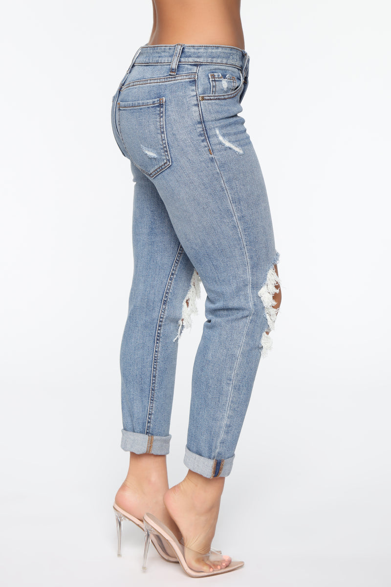 Good Vibes Only High Rise Boyfriend Jeans - MediumBlueWash | Fashion ...