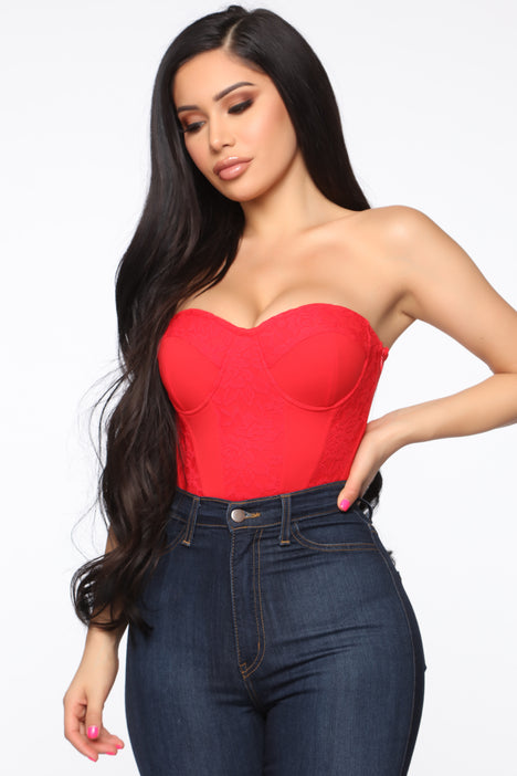 Red Strapless Top