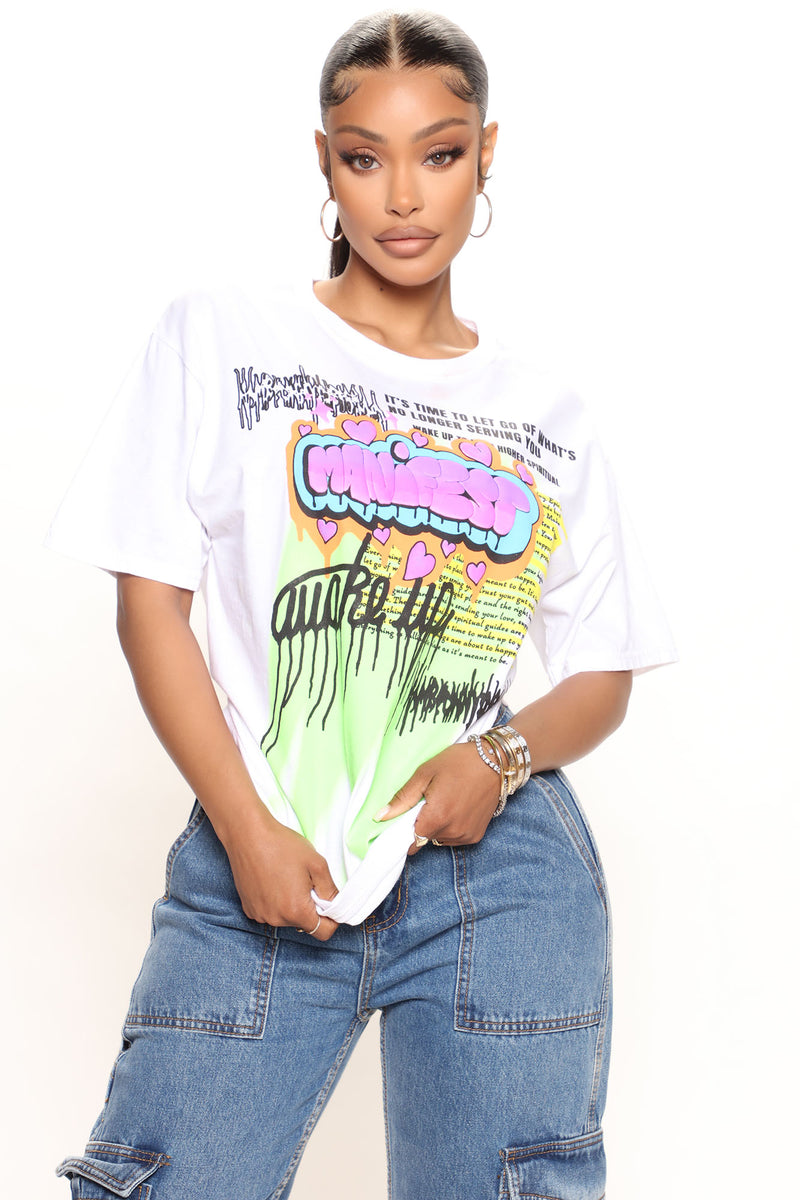 Wake Up Graffiti Glow In The Dark Tee - White | Fashion Nova, Screens ...