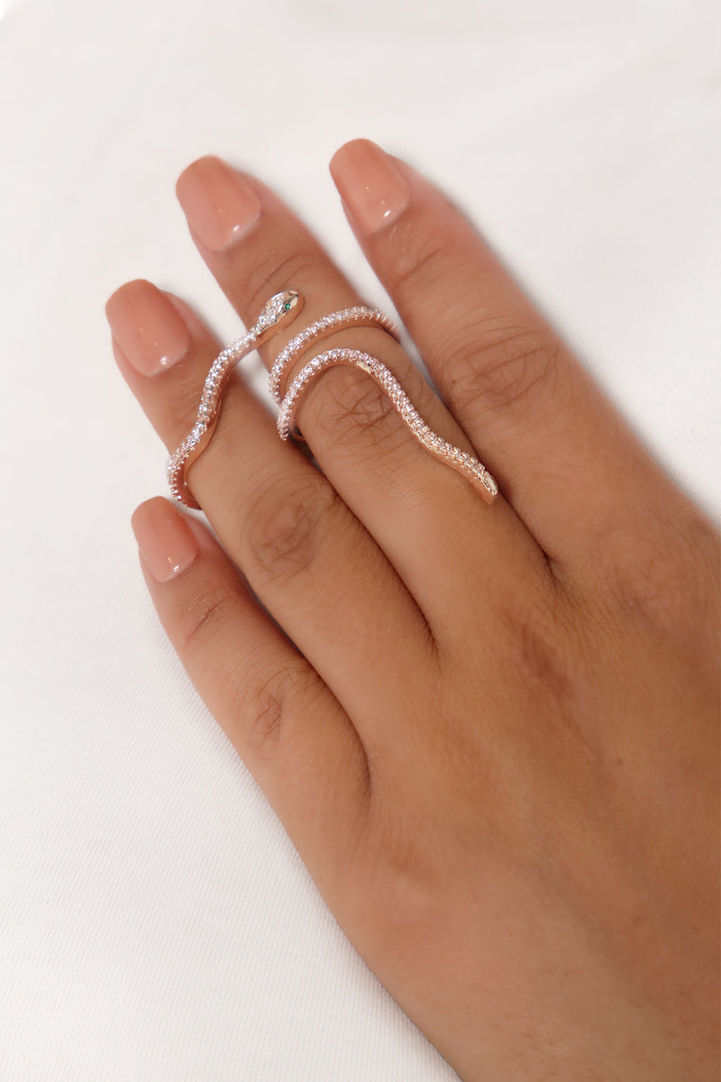 Slithered Up Rhinestone Snake Ring - Gold | Fashion Nova, Jewelry ...