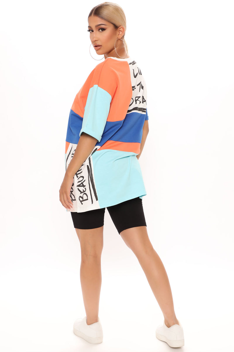 Style Is Eternal Colorblock Tunic Top - Blue/combo | Fashion Nova ...