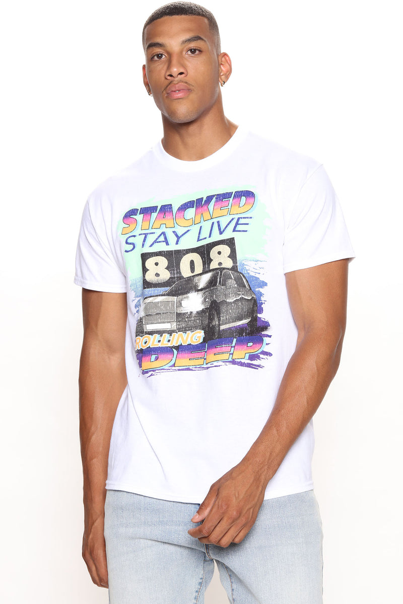 Stacked Deep Short Sleeve Tee - White | Fashion Nova, Mens Graphic Tees ...