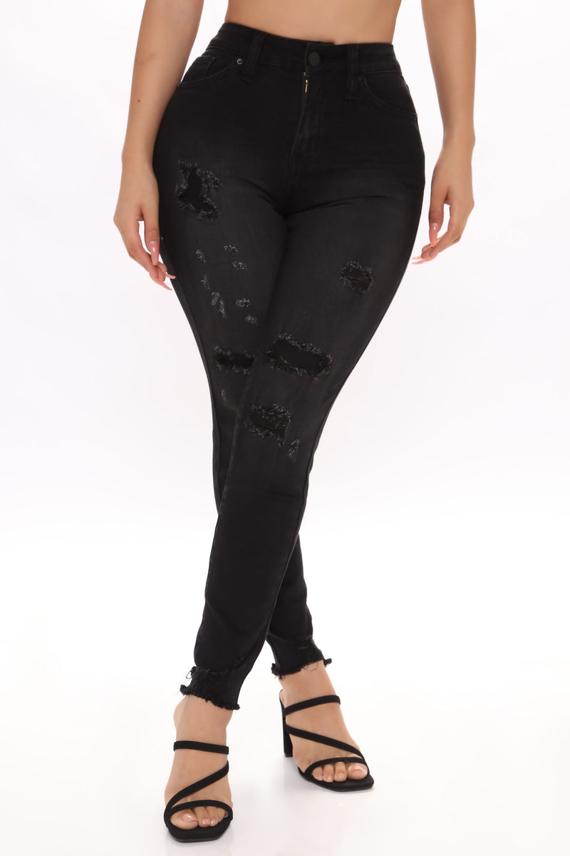 No Problem Rip And Repair Skinny Jeans - Black | Fashion Nova, Jeans ...