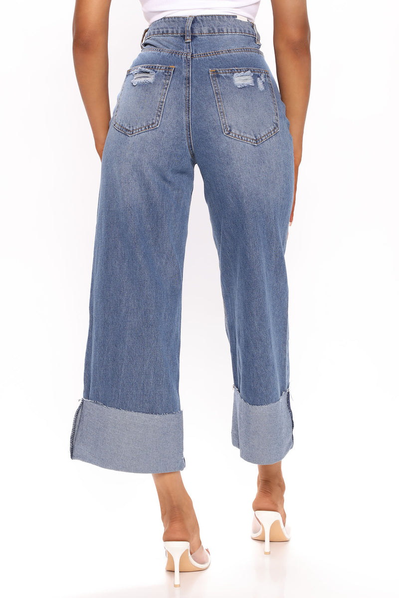 Bree Cuffed Wide Leg Jeans - Medium Wash | Fashion Nova, Jeans ...