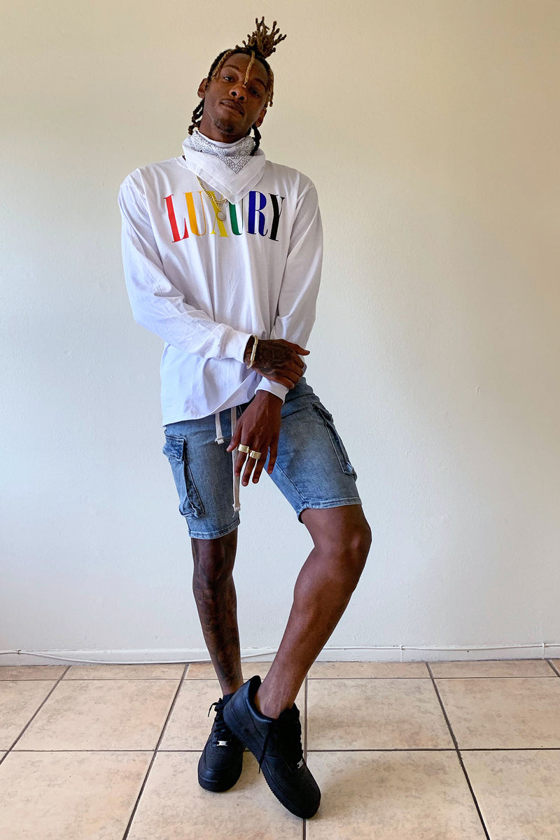 Luxury Long Sleeve Tee - White/combo | Fashion Nova, Mens Graphic Tees ...