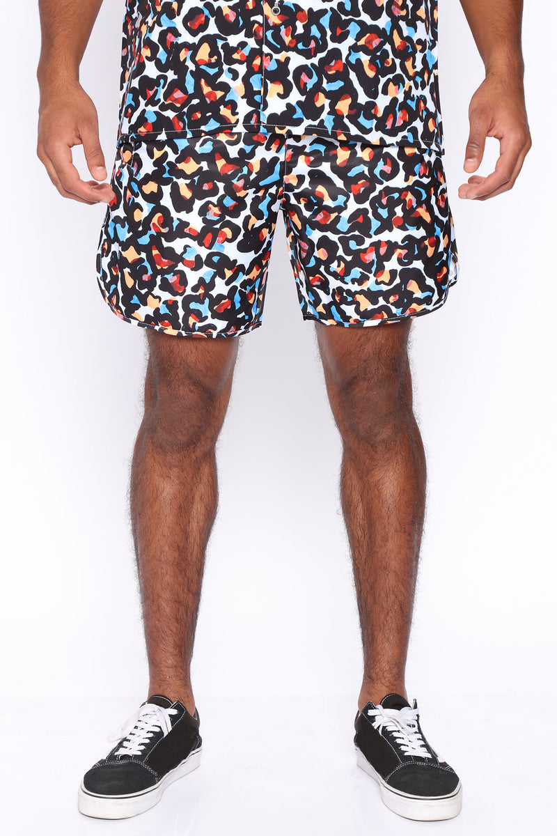 Cheetah Print Swim Trunks - Blue/combo | Fashion Nova, Mens Swim ...