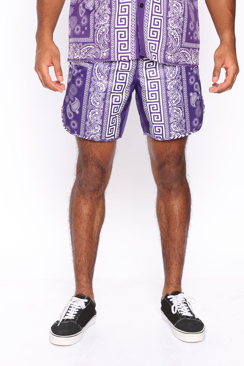 Cali Paisley Swim Trunks - Purple | Fashion Nova, Mens Swim | Fashion Nova