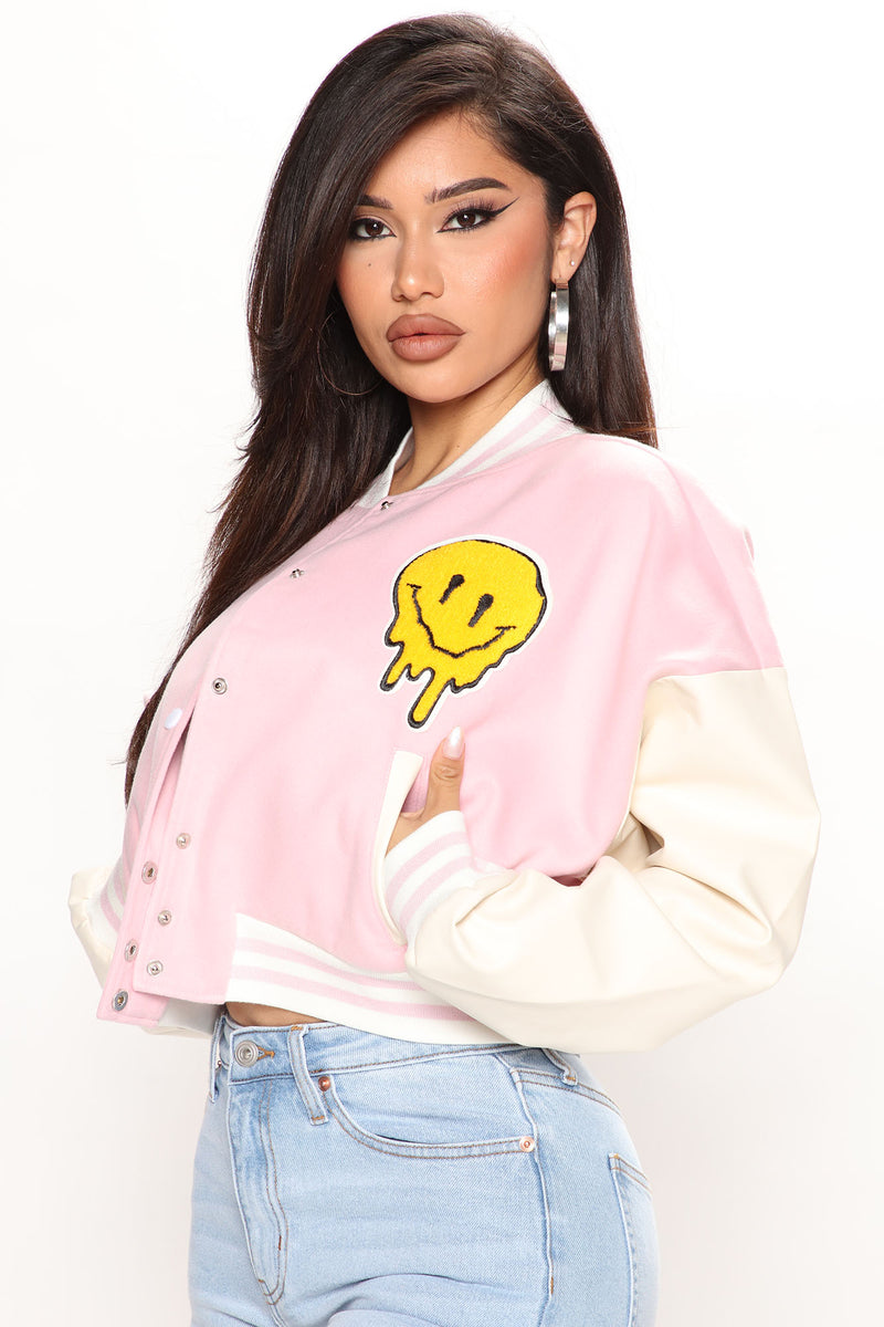 Happy Drip Varsity Jacket - Pink/combo | Fashion Nova, Jackets & Coats ...
