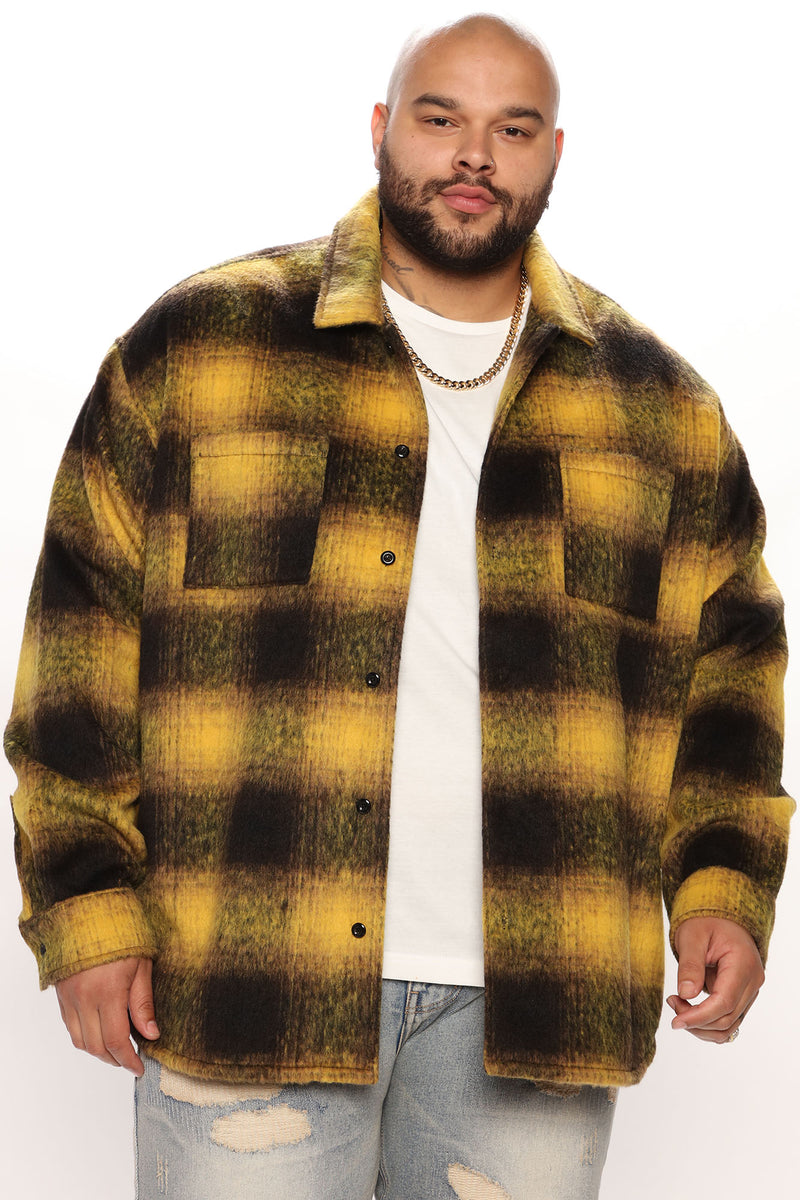 Move Up Plaid Shacket - Yellow/combo | Fashion Nova, Mens Jackets ...