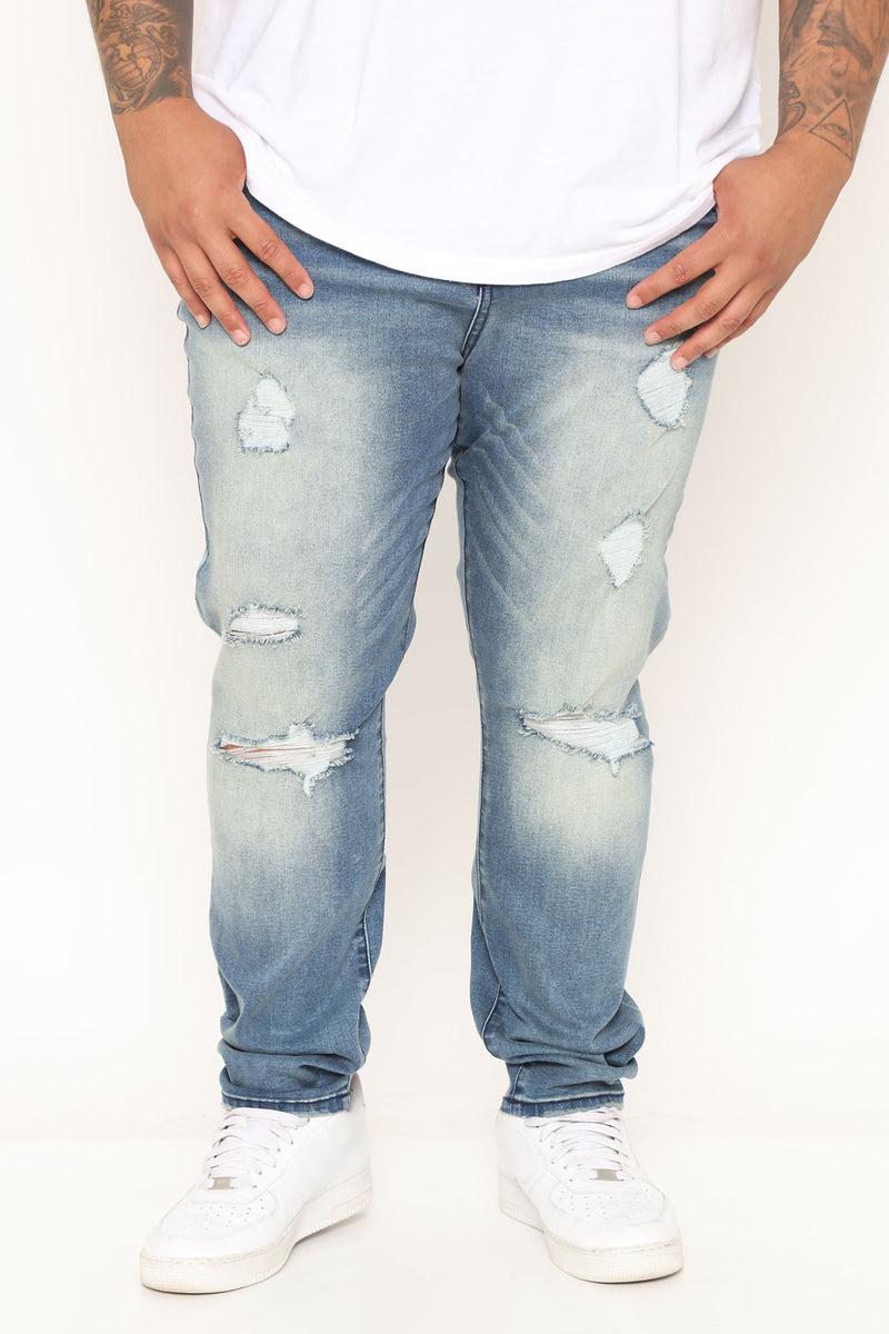 Knee Blowout Ripped Skinny Jeans - Vintage Blue Wash | Fashion Nova ...