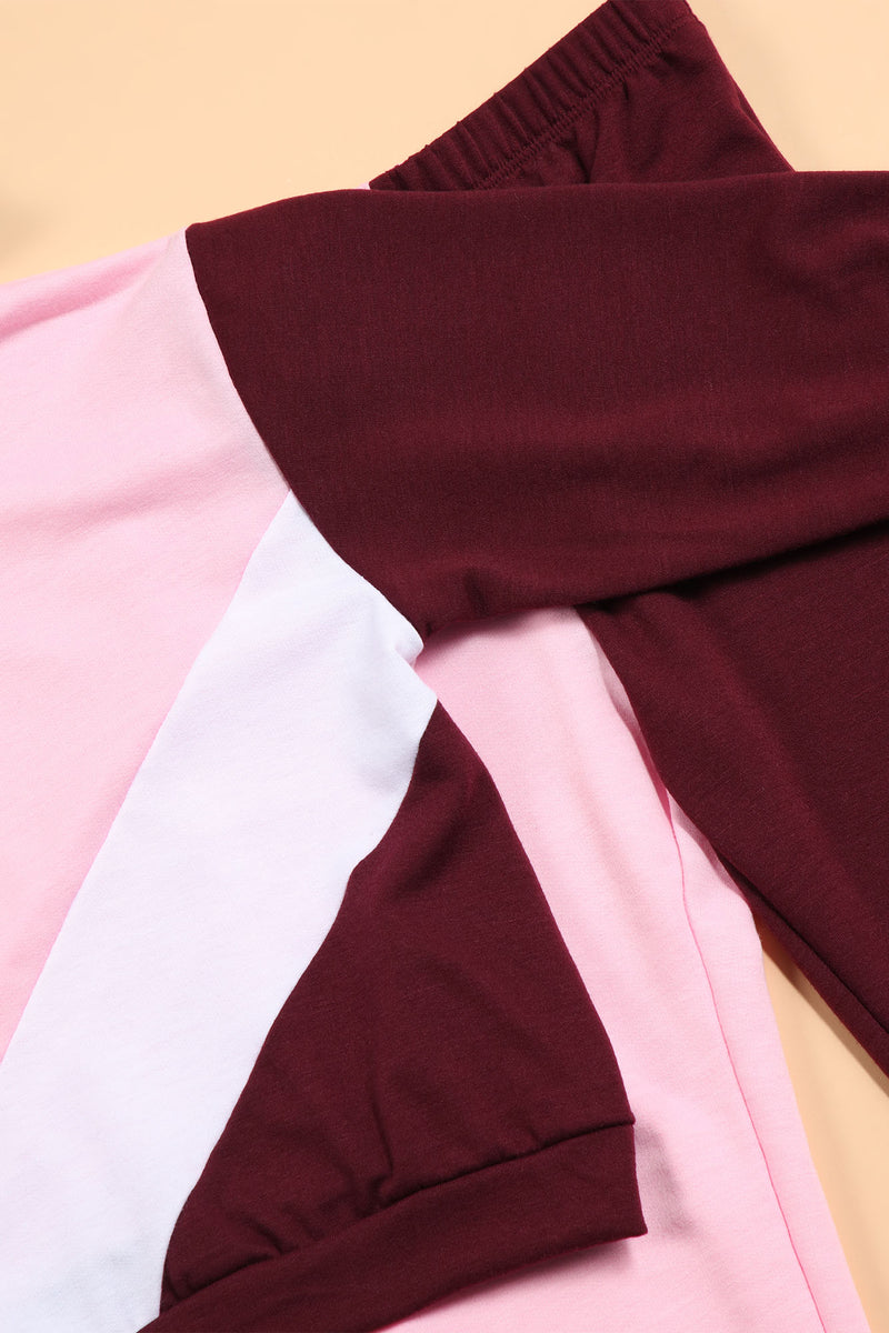 Mini Get With It Colorblock Jogger Set - Burgundy/combo | Fashion Nova ...