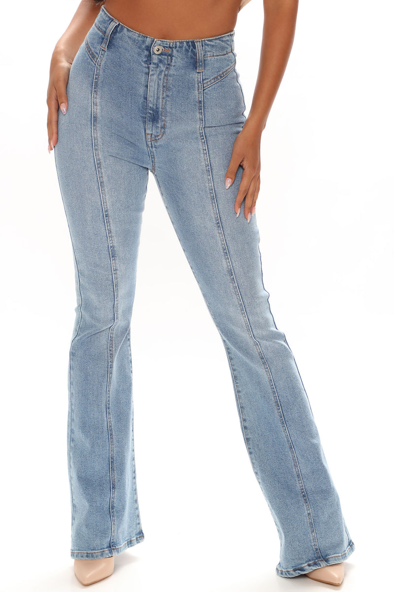 Curve Conform Stretch Flare Jean - Medium Blue Wash | Fashion Nova ...