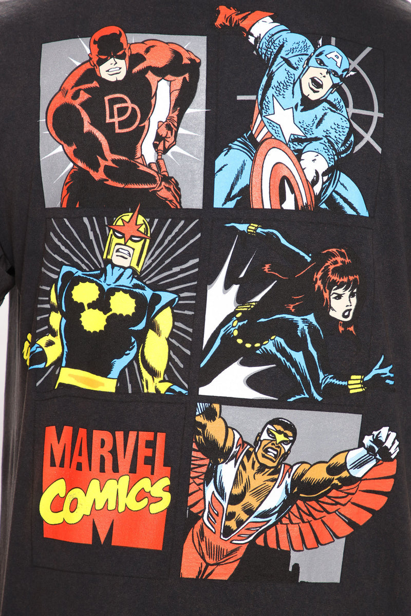 Marvel Comics Heroes Short Sleeve Tee - Black | Fashion Nova, Mens ...