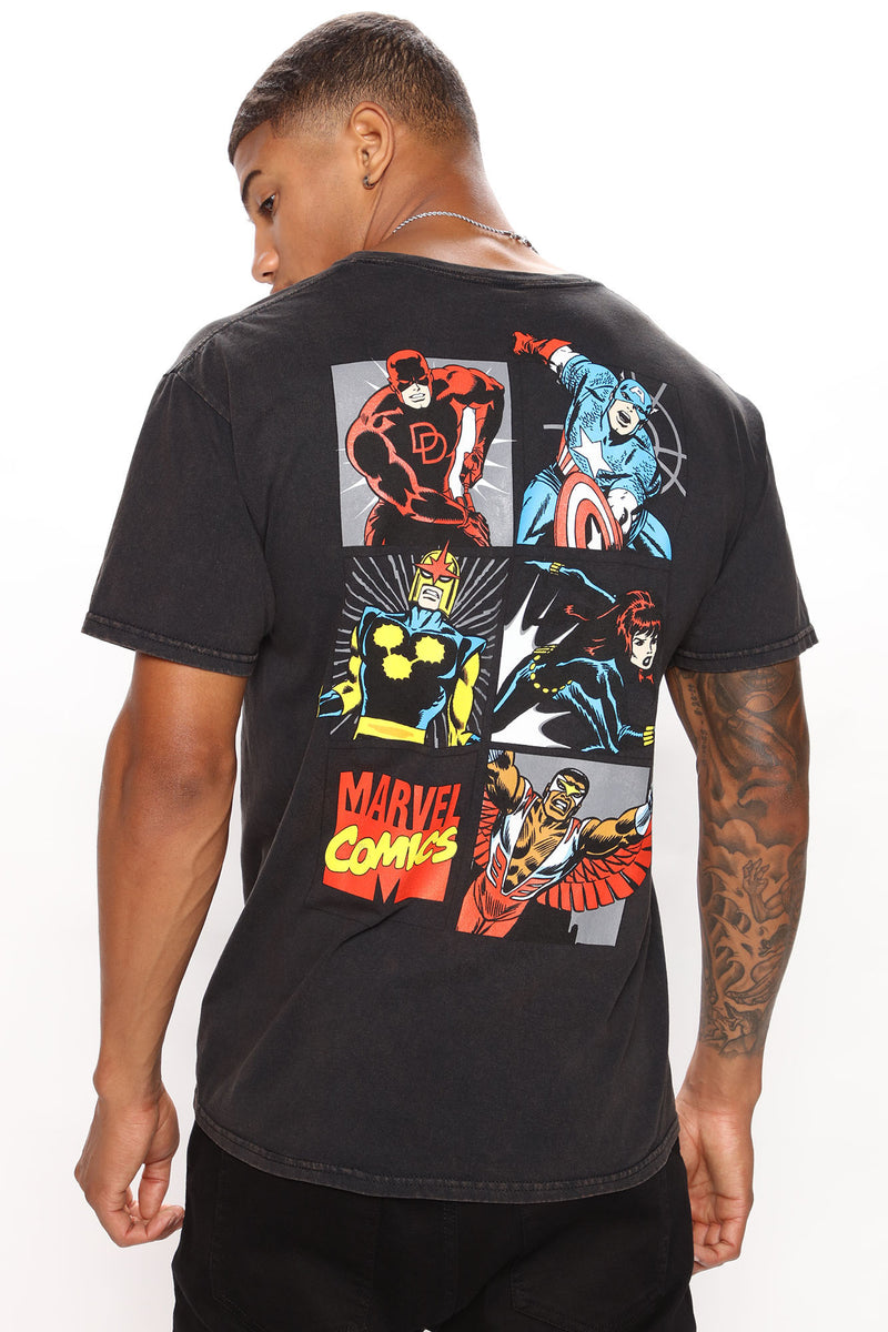 Marvel Comics Heroes Short Sleeve Tee - Black | Fashion Nova, Mens ...
