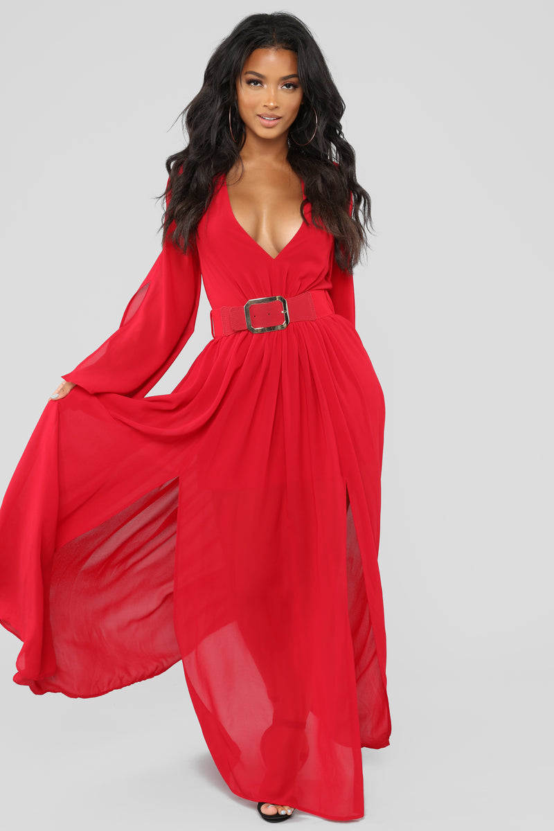 Magnum Belted Maxi Dress - Red | Fashion Nova, Dresses | Fashion Nova