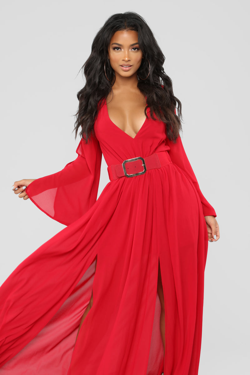 Magnum Belted Maxi Dress - Red | Fashion Nova, Dresses | Fashion Nova