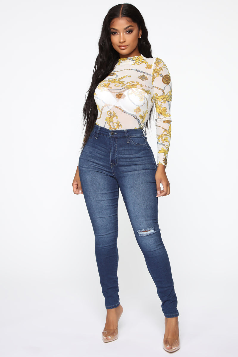 Different Feelings Mesh Bodysuit - White/combo | Fashion Nova ...