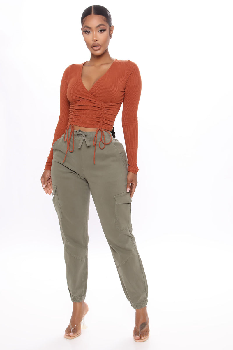 Ruched And Stunning Ribbed Top - Rust | Fashion Nova, Knit Tops ...