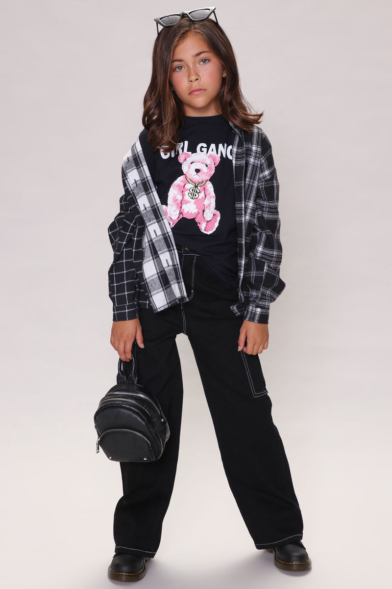 Mini Mixed Emotions Mixed Feelings Flannel Top - Black/White | Fashion ...
