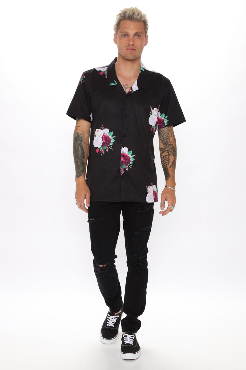 Boujee Bouqet Short Sleeve Woven Top - Black/combo | Fashion Nova, Mens ...