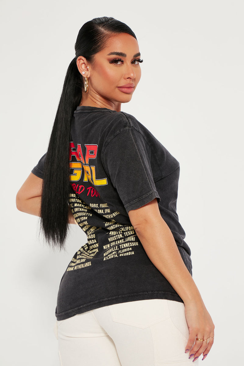 Trap Girl World Tour Washed T-Shirt - Black Wash | Fashion Nova ...