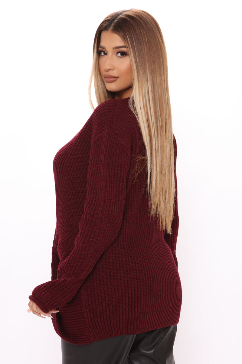 Amaiya Buckle Sweater - Burgundy | Fashion Nova, Sweaters | Fashion Nova