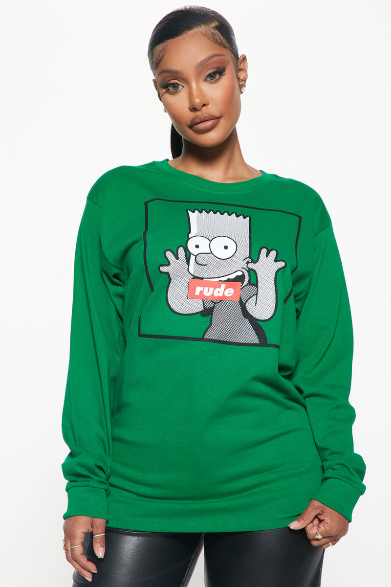Bart Simpson Rude Long Sleeve Top - Hunter | Fashion Nova, Screens Tops ...