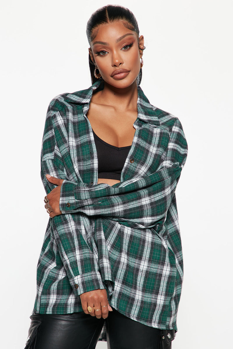 Avani Plaid Shirt - Hunter | Fashion Nova, Shirts & Blouses | Fashion Nova