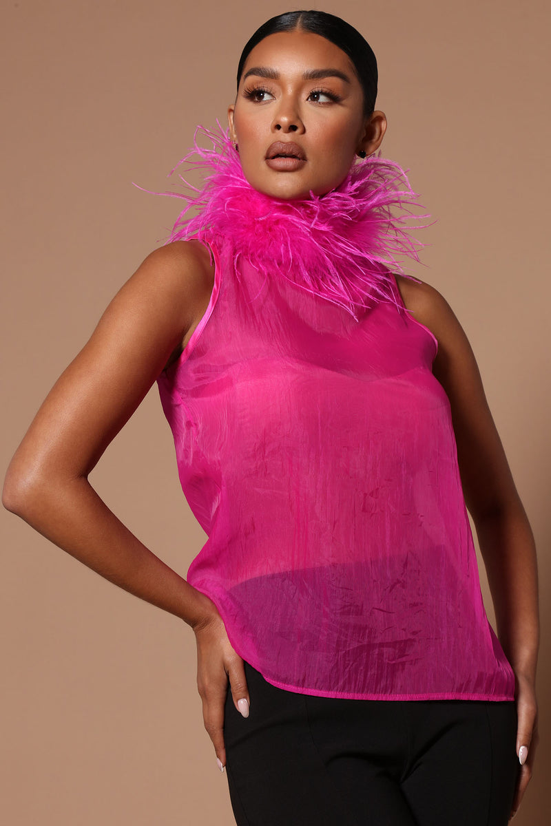Jessica Feather Collar Tank Top - Hot Pink | Fashion Nova, Luxe ...