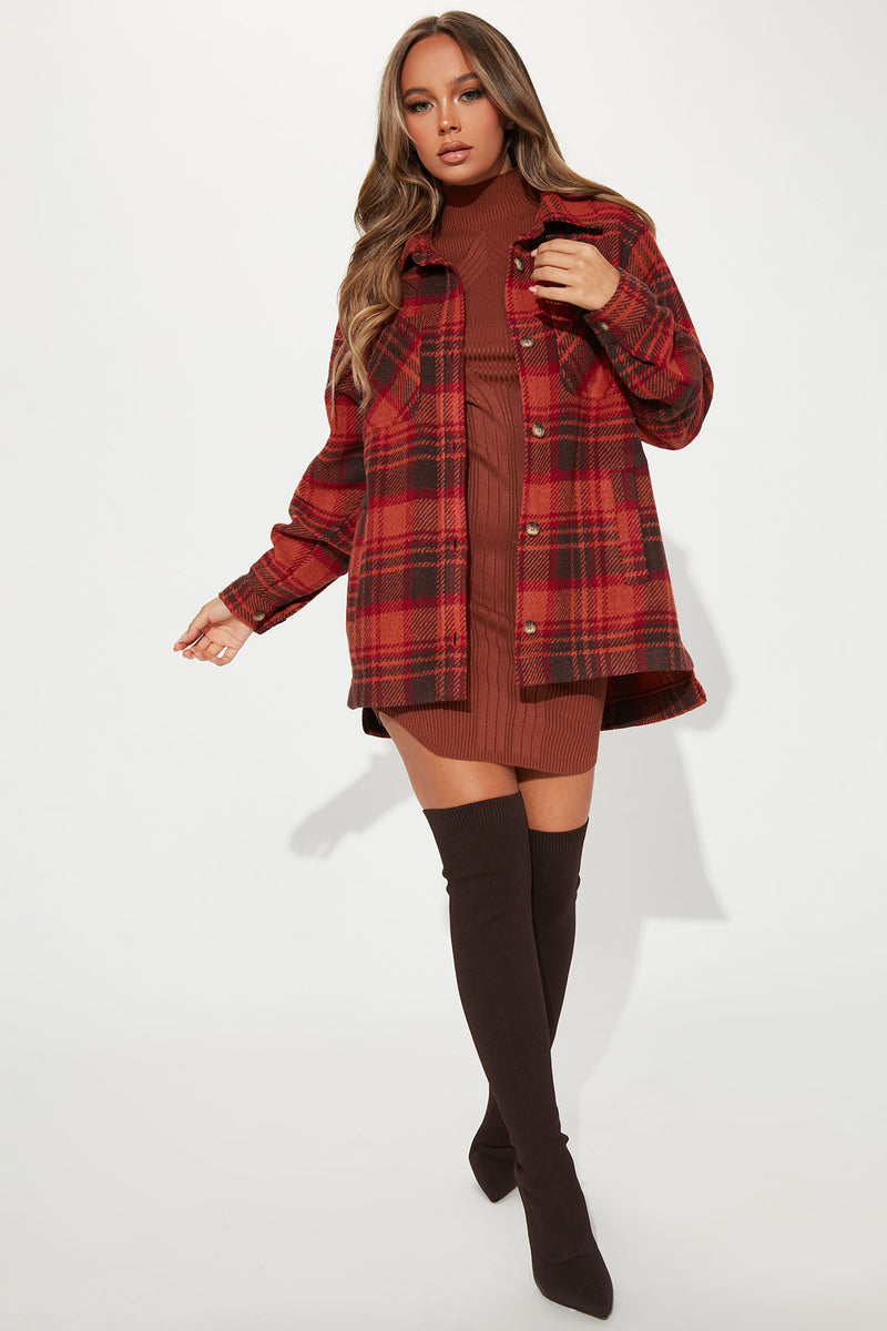 One Of The Boys Plaid Shacket - Rust | Fashion Nova, Jackets & Coats ...