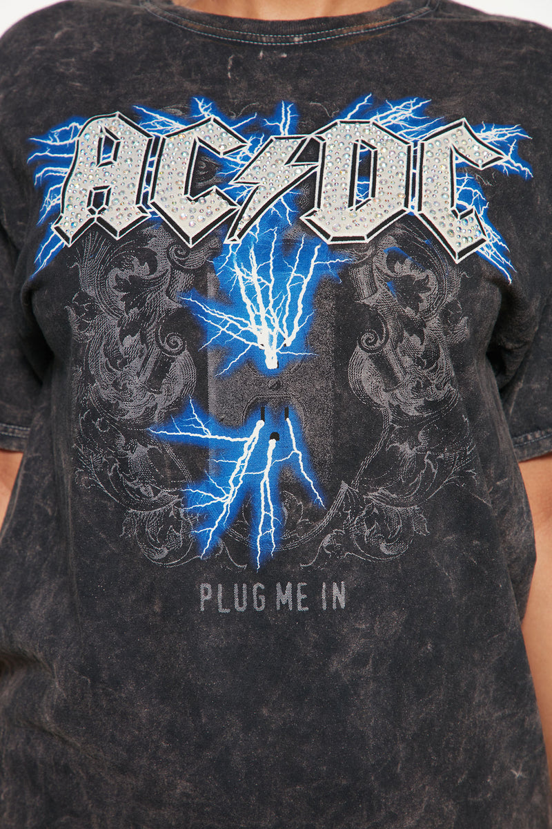 ACDC Plug Me In Rhinestone T-Shirt - Black Wash | Fashion Nova, Screens ...
