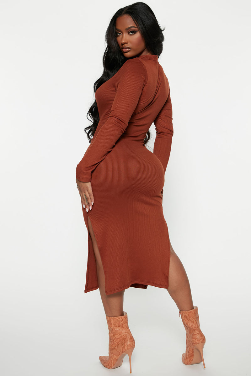 Katie Midi Dress - Rust | Fashion Nova, Dresses | Fashion Nova