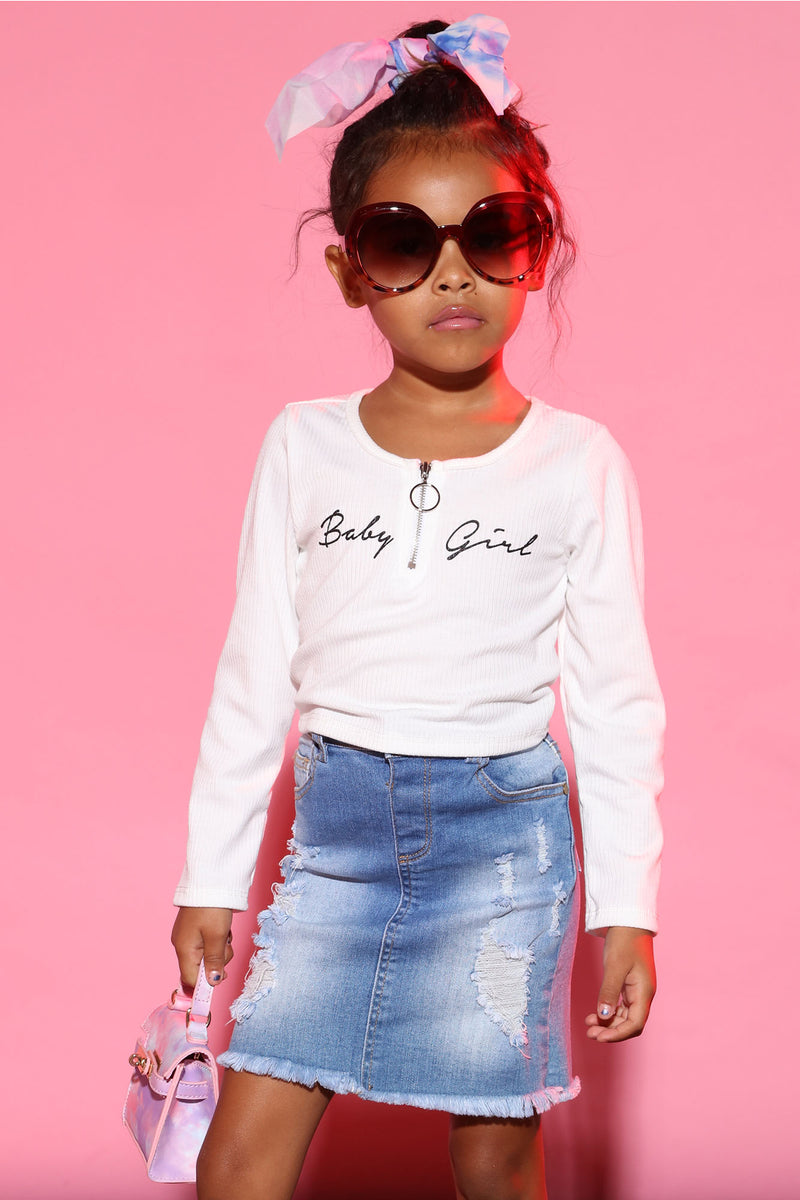 Mini Sweet Baby Zip Up Top - White | Fashion Nova, Kids Tops & T-Shirts ...