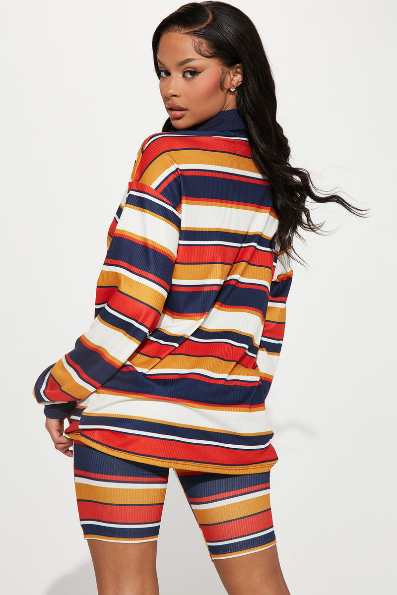 Mckenzie Striped Long Sleeve Short Set - Multi Color | Fashion Nova ...