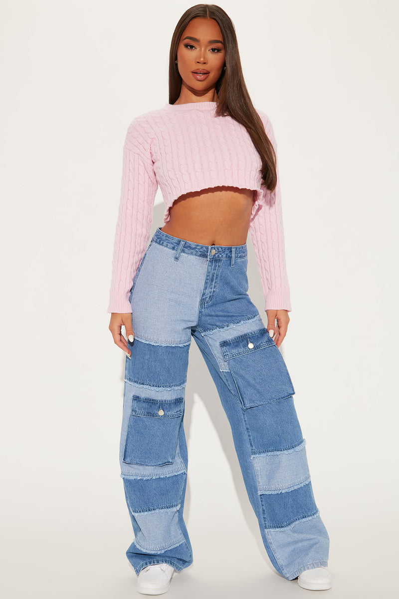 Caught Up Cropped Cable Knit Sweater - Pink | Fashion Nova, Sweaters ...