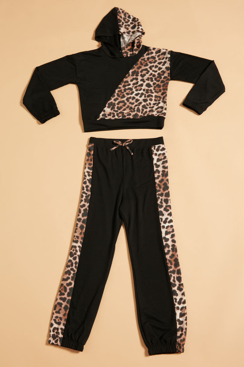 Mini Leopard Vibes Colorblock Jogger Set - Black/combo | Fashion Nova ...