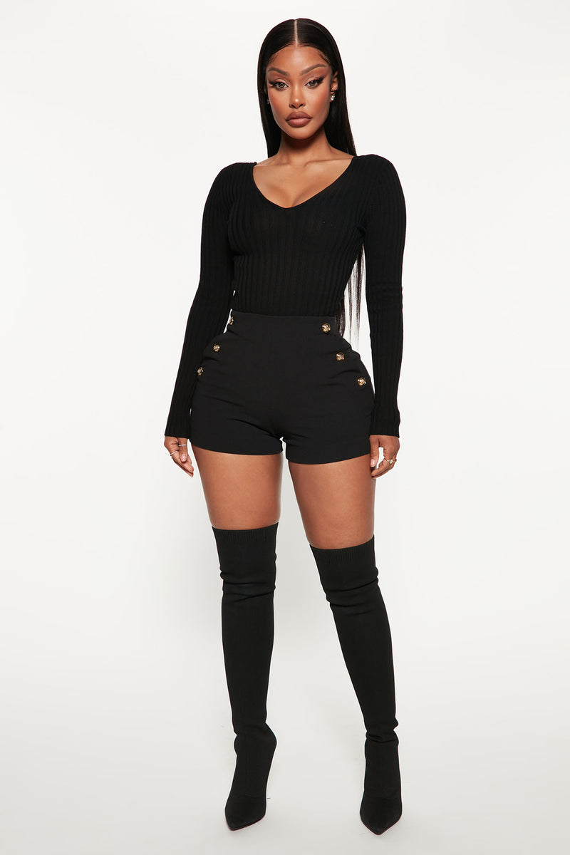 Celine High Waist Button Shorts - Black | Fashion Nova, Shorts ...
