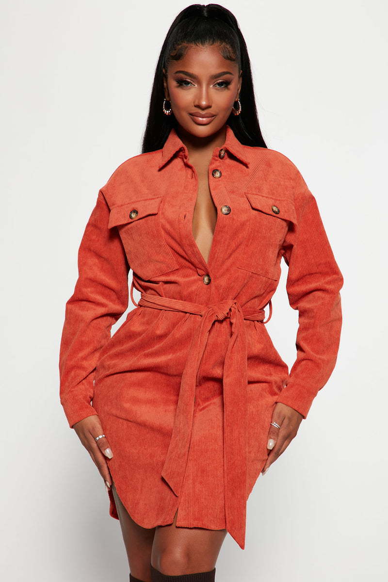 Struck A Corduroy Mini Dress Rust Fashion Nova Dresses Fashion Nova