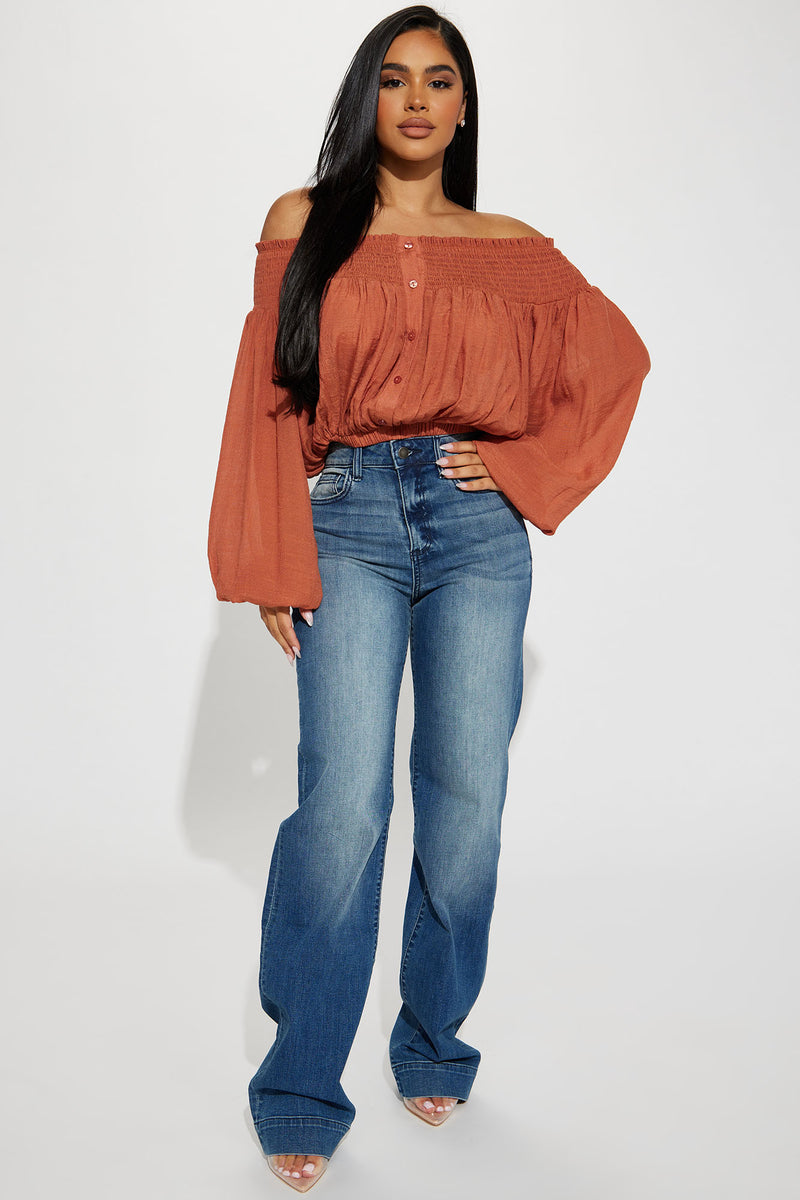 Carmine Off Shoulder Blouse - Rust | Fashion Nova, Shirts & Blouses ...
