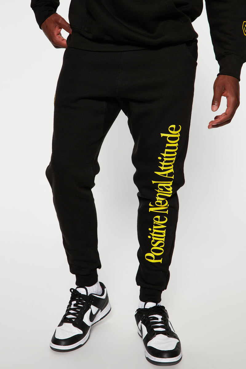 Positive Mental Attitude Jogger - Black | Fashion Nova, Mens Fleece Bottoms | Fashion Nova
