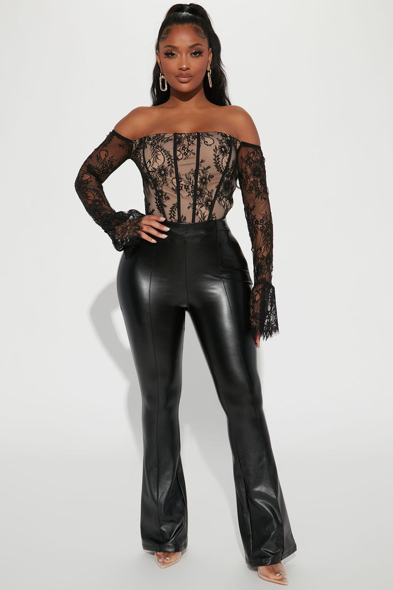 Mi Corazon Lace Corset Bodysuit Black Fashion Nova Bodysuits