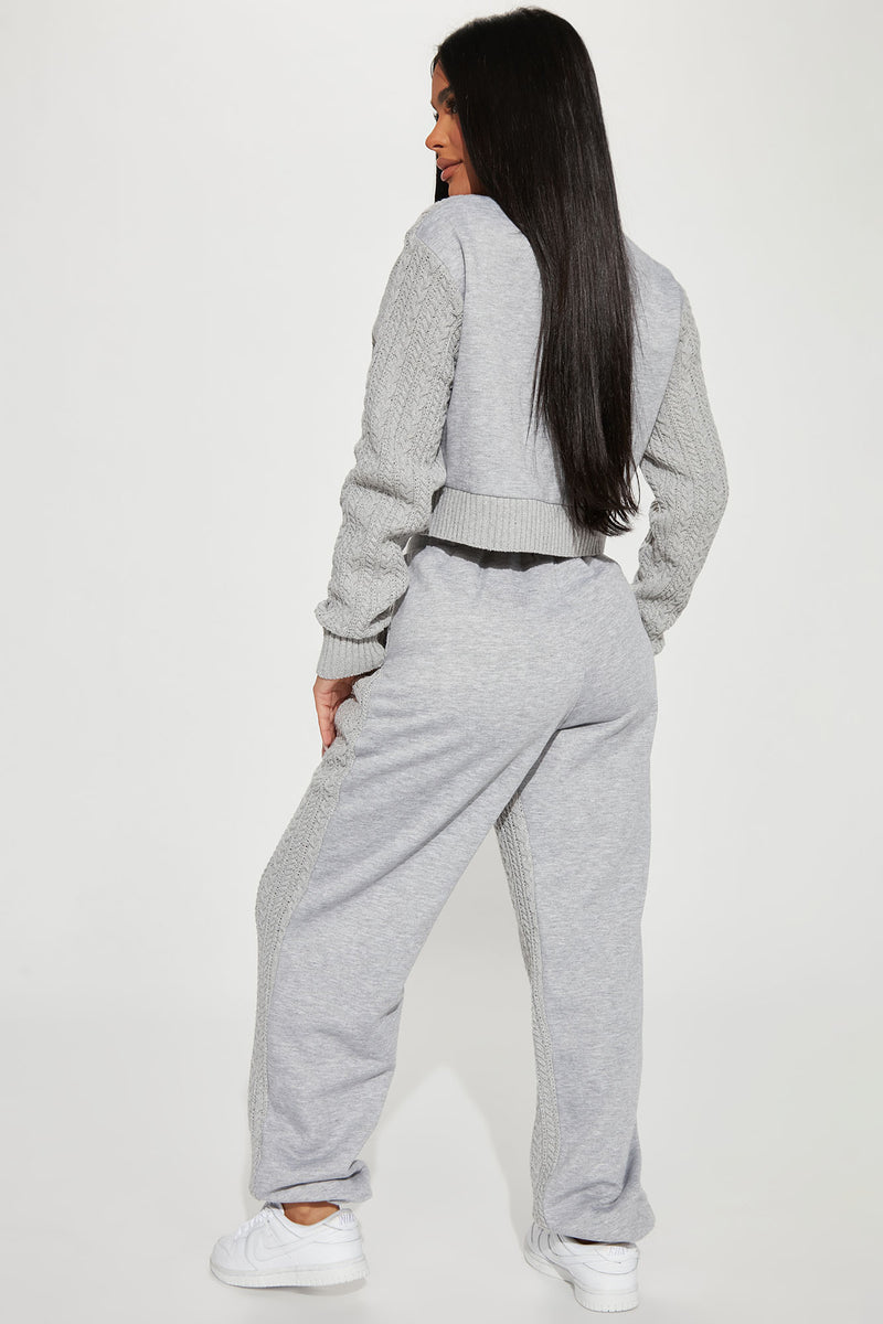 Comfort First Cable Knit Pant Set - Heather Grey | Fashion Nova ...