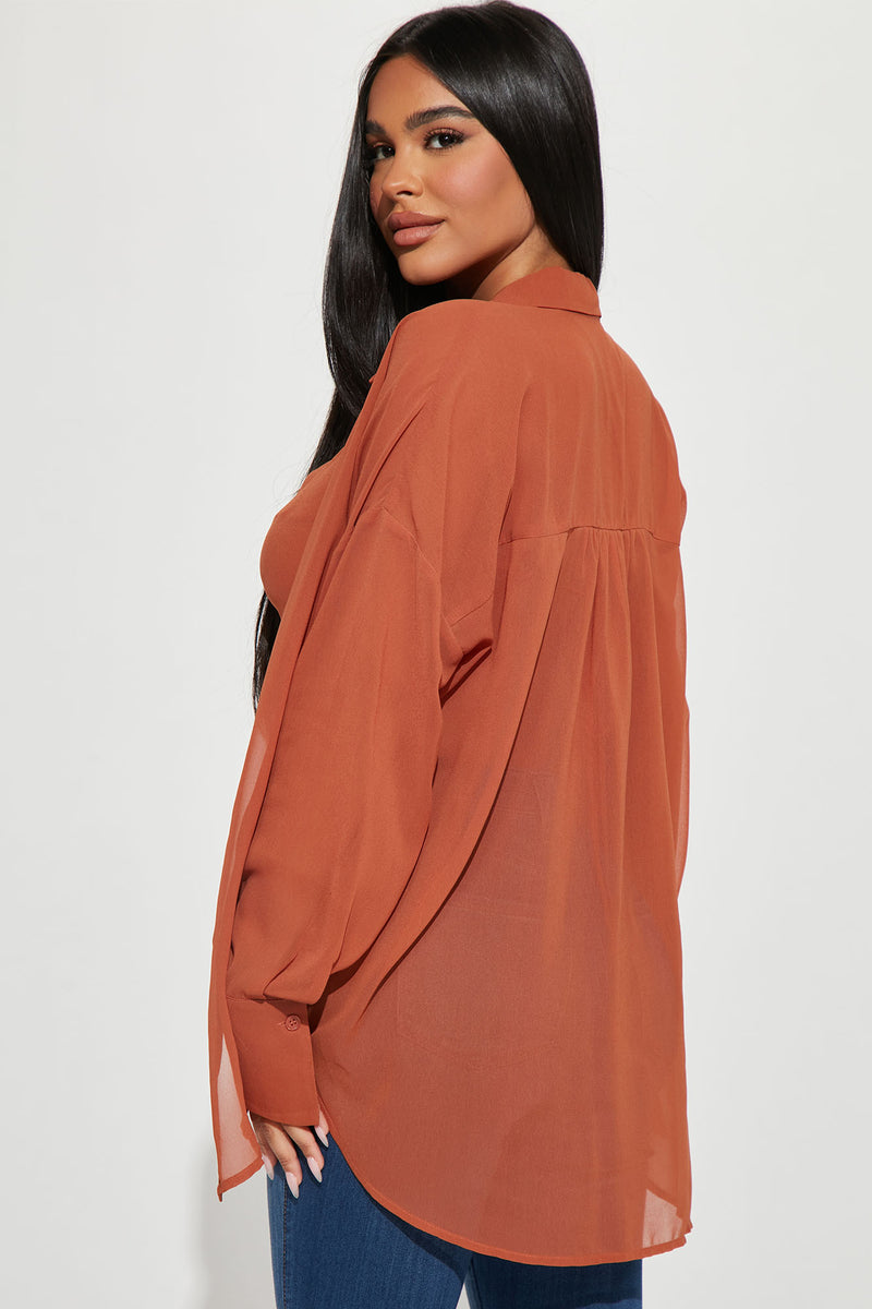 Sheer Confessions Twofer Shirt - Rust | Fashion Nova, Shirts & Blouses ...