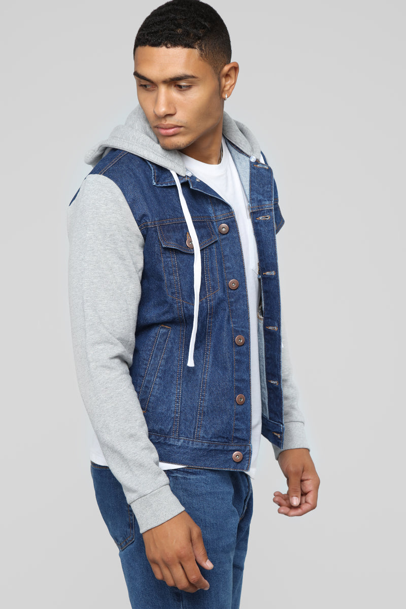 Blaine Hooded Denim Jacket - Medium Wash | Fashion Nova, Mens Jackets ...